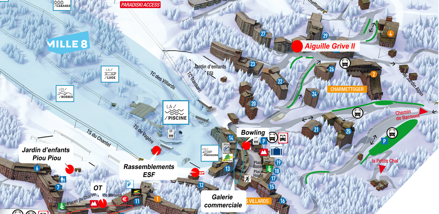 Arc 1800 Plan des pistes Arc 1800 - Correnasergent